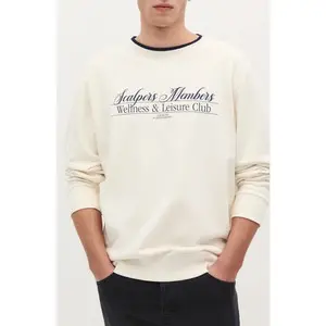 SCALPERS Members Relaxed Fit Cotton Sweatshirt - Cream