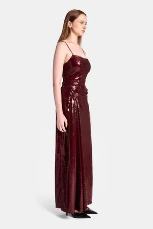 KATE BARTON Sequin Draped Maxi Skirt