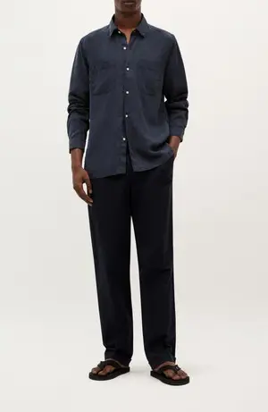 SCALPERS Icon Delta Tencel Shirt - Navy