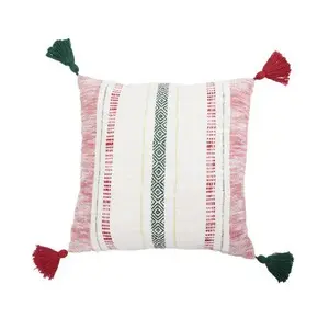CAROL & FRANK Barton Ruby And Green Woven Christmas Throw Pillow - Red