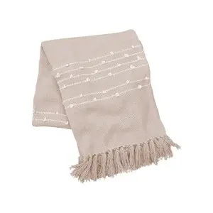 CAROL & FRANK Tabb Dune White Throw Blanket - Beige