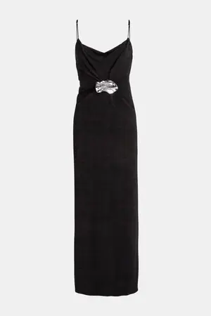 KATE BARTON Cowl-neck Maxi Dress With Brooch