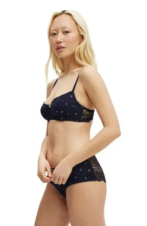 Cotton:on Sophie Cotton Pointelle Underwire Bra - Luci Ditsy Navy