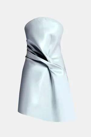 KATE BARTON Draped Mini Dress - Light Blue