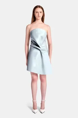 KATE BARTON Draped Mini Dress - Light Blue