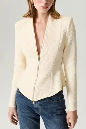 NOCTURNE Zippered Blouse - Ivory