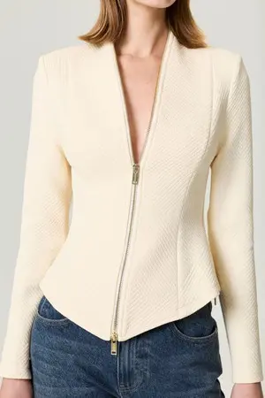 NOCTURNE Zippered Blouse - Ivory