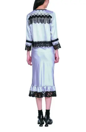 Anna Sui Midi Satin Lace Skirt
