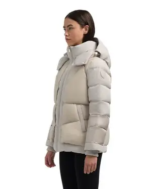 Pajar Mixed Media Puffer Jacket With Removable Hood - Champagne