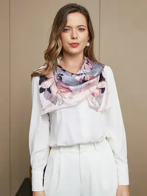 SILKSILKY Floral Print Silk Scarf