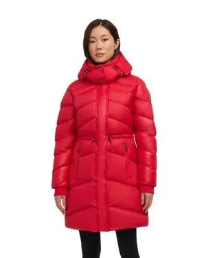 Pajar Mid-length Quilted Puffer With Removable Hood - Current Red