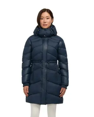 Pajar Mid-length Quilted Puffer With Removable Hood - Navy