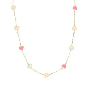THE LOVERY FINE JEWELRY Heart Station Necklace - Pink Mixed