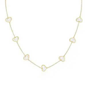 THE LOVERY FINE JEWELRY Heart Station Necklace - Mother Of Pearl