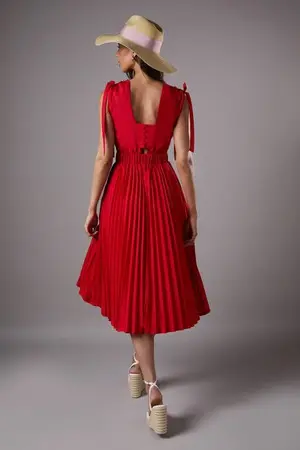Coast Tie Shoulder Pleated Dress