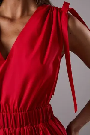 Coast Tie Shoulder Pleated Midi Dress