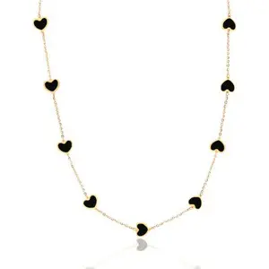 THE LOVERY FINE JEWELRY Heart Station Necklace - Onyx