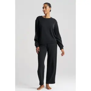 Natori Nova Brushed Knit Crew Neck Top - Black