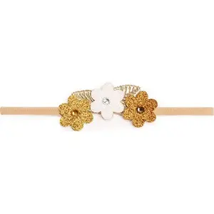 SWEET WINK Boho Floral Glitter Baby Headband - Gold