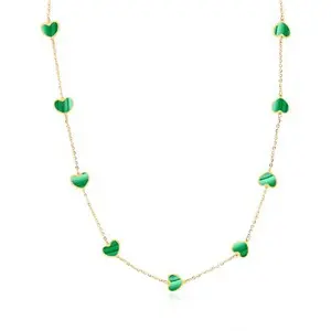 THE LOVERY Heart Station Necklace - Malachite
