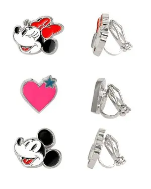 Disney Minnie And Mickey Mouse Clip-on Earrings Set - Multicolor