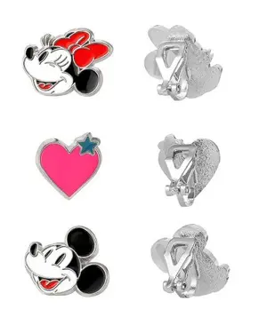 Disney Minnie And Mickey Mouse Clip-on Earrings Set