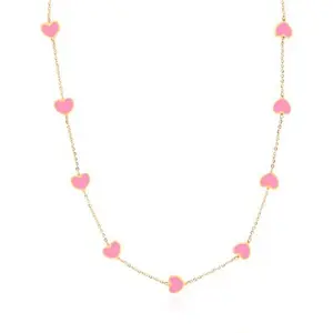 THE LOVERY FINE JEWELRY Heart Station Chain Necklace - Bubblegum Pink