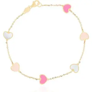 THE LOVERY FINE JEWELRY Heart Station Fine Bracelet - Pink Mixed