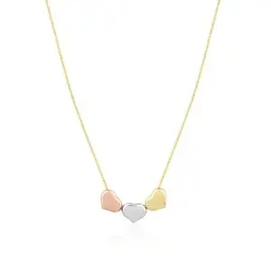 THE LOVERY FINE JEWELRY Tricolor Triple Heart Necklace - Tricolor Gold