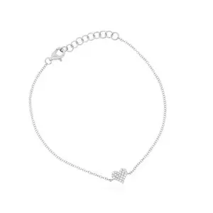 THE LOVERY FINE JEWELRY Mini Diamond Heart Bracelet - White Gold