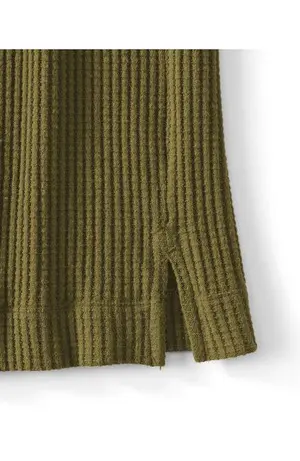 LANDS' END Long Sleeve Waffle Henley - Olive Drab