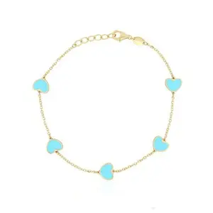 THE LOVERY FINE JEWELRY Heart Station Bracelet - Turquoise