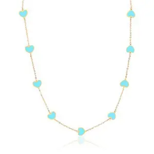 THE LOVERY FINE JEWELRY Heart Station Necklace - Turquoise