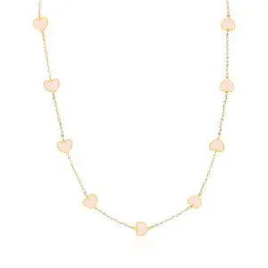 THE LOVERY FINE JEWELRY Heart Station Necklace - Pink Pearl