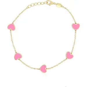THE LOVERY FINE JEWELRY Heart Station Bracelet - Bubblegum Pink