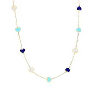 THE LOVERY FINE JEWELRY Heart Station Necklace - Mixed Blue