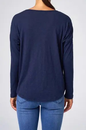 FRANNE GOLDE Slub Jersey Relaxed Long Sleeve Tee