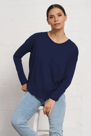FRANNE GOLDE Slub Jersey Relaxed Long Sleeve Tee