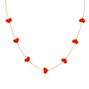 THE LOVERY FINE JEWELRY Heart Station Necklace - Coral