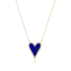 THE LOVERY FINE JEWELRY Diamond And Heart Necklace - Lapis