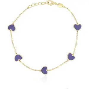 THE LOVERY FINE JEWELRY Heart Station Bracelet - Amethyst