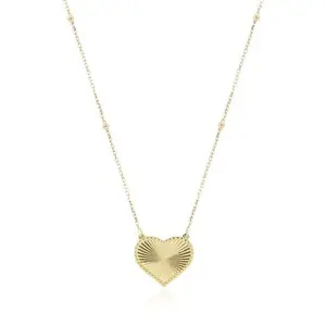 THE LOVERY FINE JEWELRY Fluted Heart Necklace - Yellow Gold