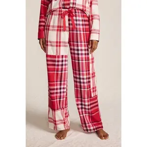LANDS' END Print Flannel Pajama Pants - Compass Red Patchwork Plaid