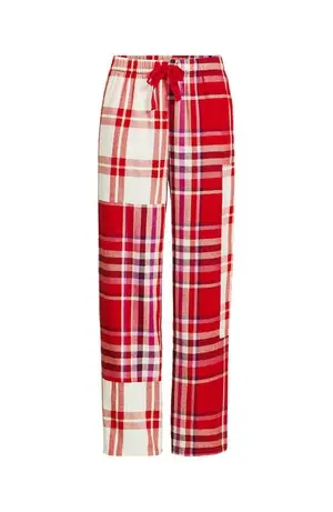 LANDS' END Print Flannel Pajama Pants - Compass Red Patchwork Plaid