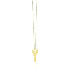 THE LOVERY FINE JEWELRY Heart Key Pendant Necklace - Yellow Gold