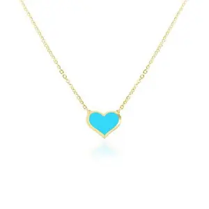 THE LOVERY FINE JEWELRY Single Heart Necklace - Turquoise