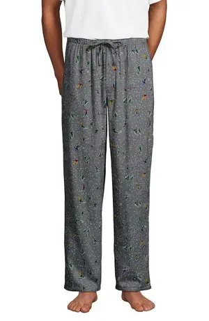LANDS' END Flannel Pajama Pants Gray Heather Skiers