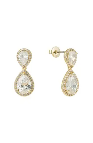 UNTAMED PETALS Aspen Pave Crystal Drop Earrings - Gold