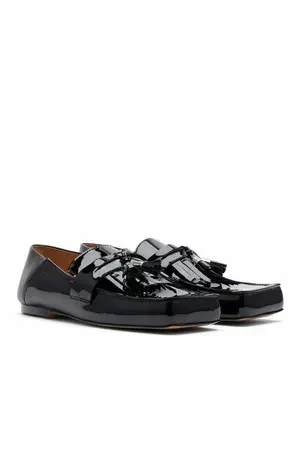 MARC NOLAN Simone Patent Leather Tassel Loafers - Black