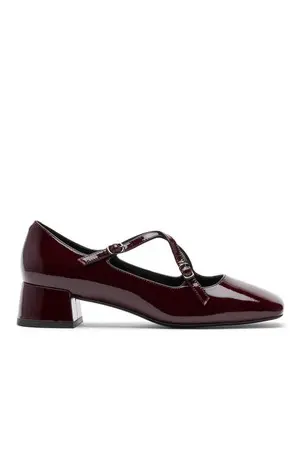 MARC NOLAN Patent Leather Mary Jane Block Heels - Burgundy